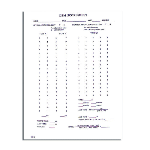 Test DEM (Developmental Eye Movement)